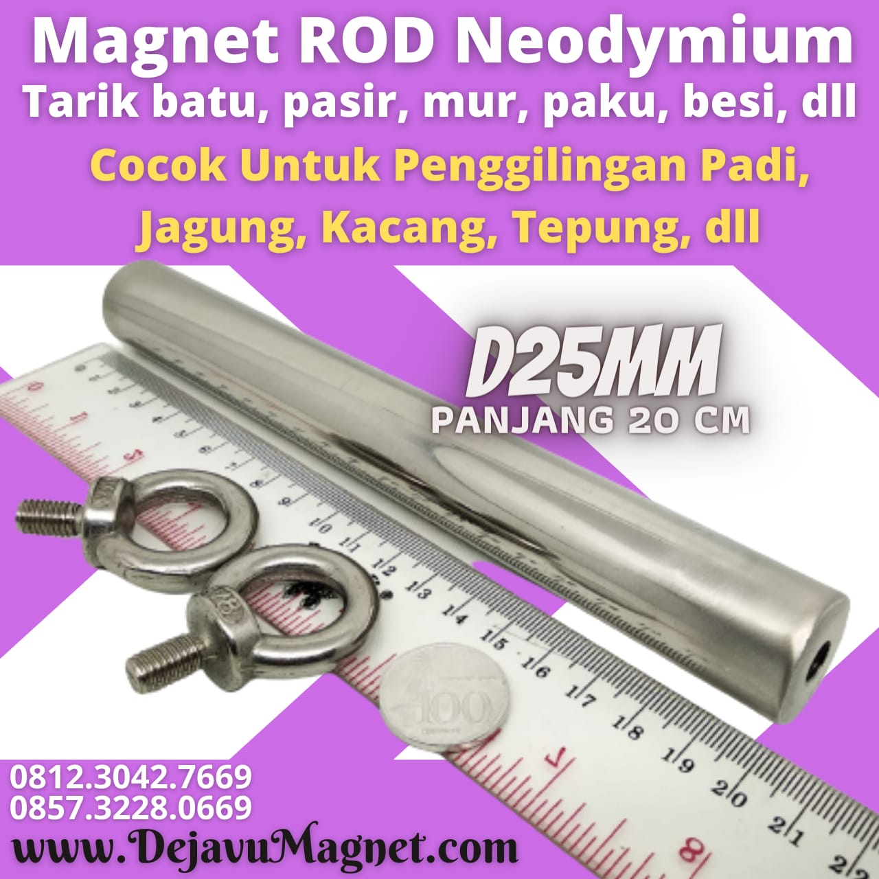 hub: 0857.3228.0669 | Silinder Magnet Asli Neodymium Batangan Panjang ...